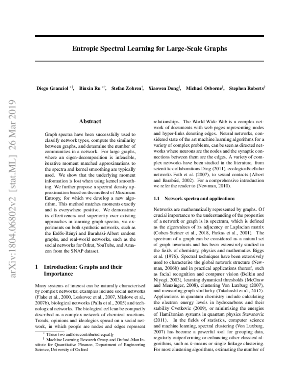 (PDF) Entropic Spectral Learning for Large-Scale Graphs