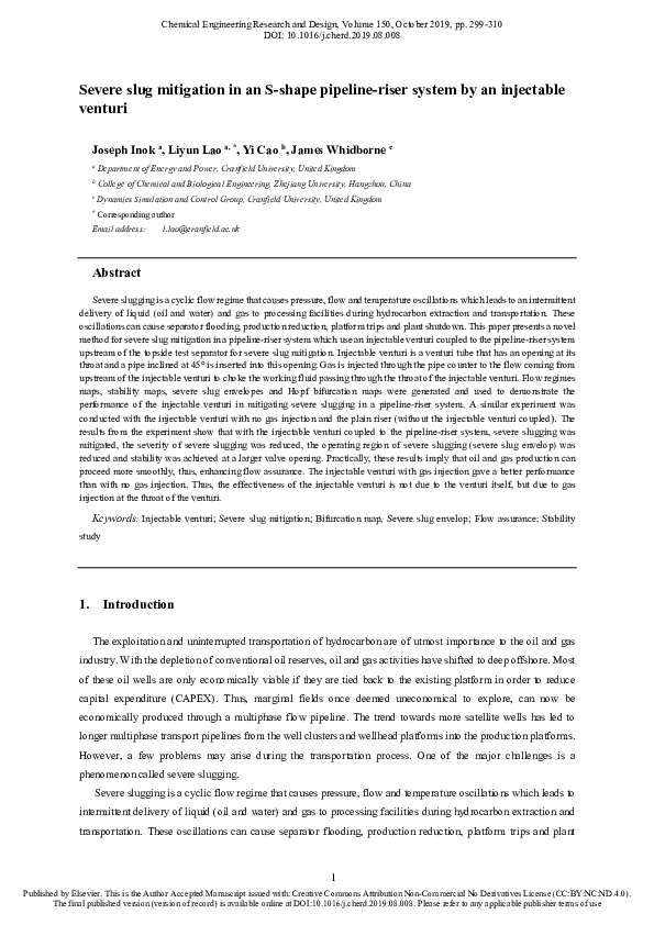 Severe slug mitigation in an S-shape pipeline-riser system by an ...