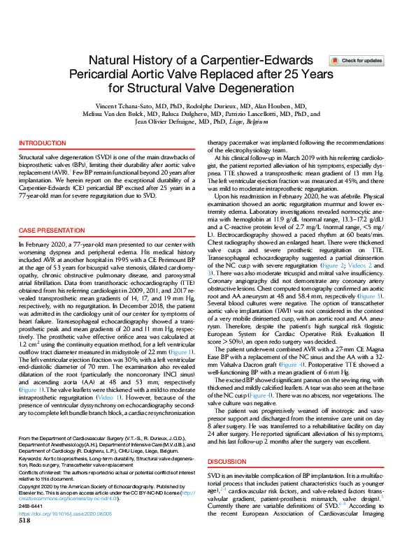 (PDF) Natural History of a Carpentier-Edwards Pericardial Aortic Valve ...