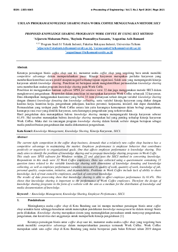 (PDF) Usulan Program Knowledge Sharing Pada Work Coffee Menggunakan ...