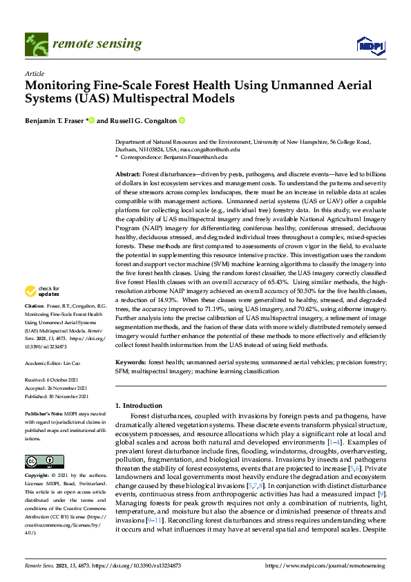 (PDF) Monitoring Fine-Scale Forest Health Using Unmanned Aerial Systems ...