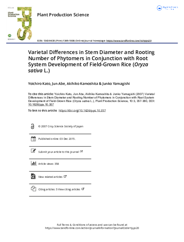 (PDF) Varietal Differences in Stem Diameter and Rooting Number of ...