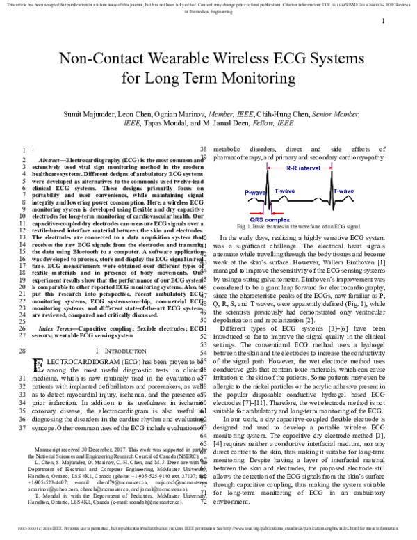 (PDF) Noncontact Wearable Wireless ECG Systems for Long-Term Monitoring