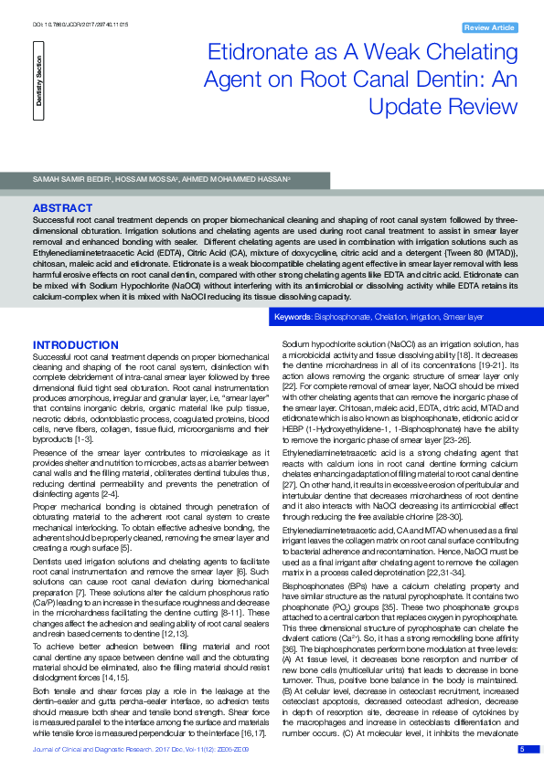 (PDF) Etidronate as A Weak Chelating Agent on Root Canal Dentin: An Update Review