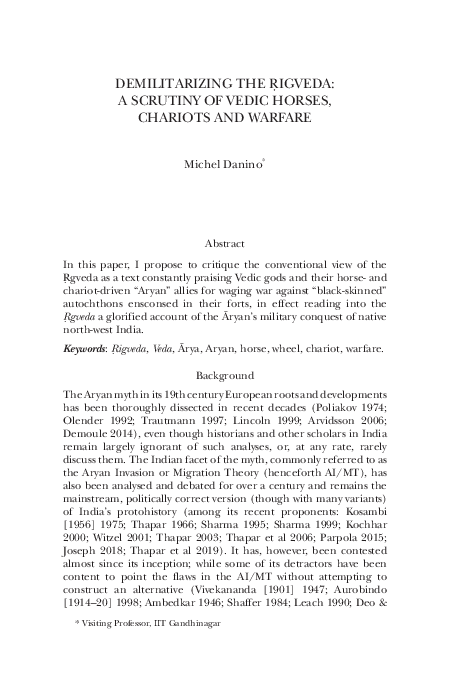 (PDF) Demilitarizing the Rigveda a Scrutiny of Vedic Horses Chariots ...