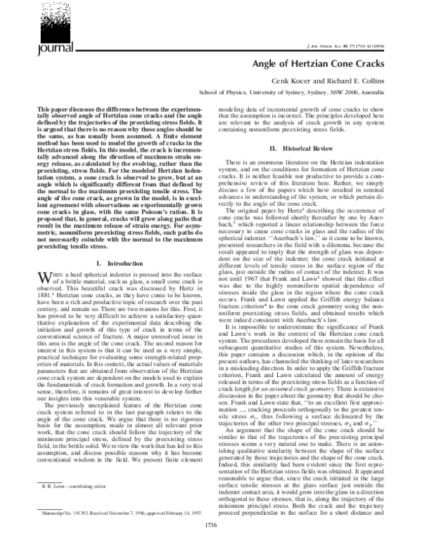 (PDF) Angle of Hertzian Cone Cracks
