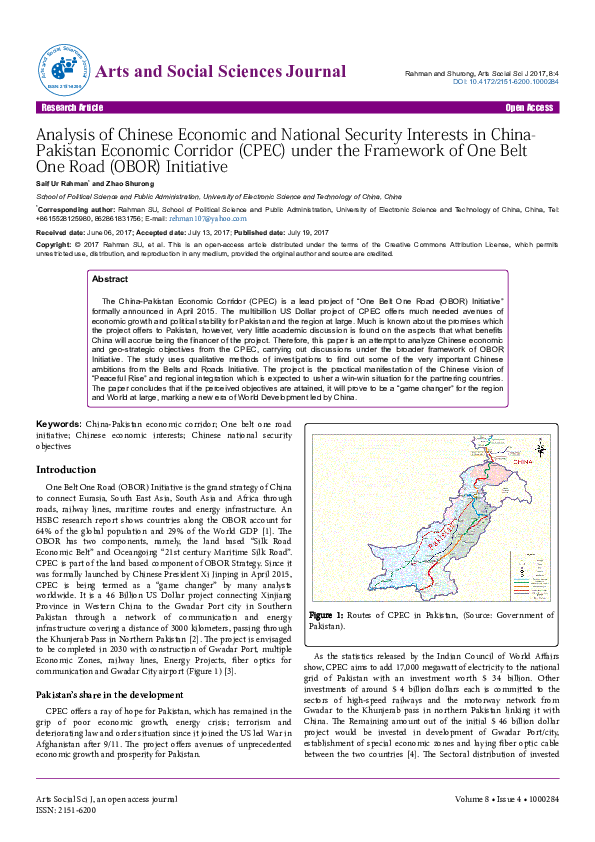 (PDF) Analysis of Chinese Economic and National Security Interests in China- Pakistan Economic ...