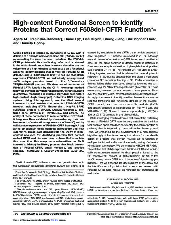 (PDF) High-content Functional Screen to Identify Proteins that Correct ...