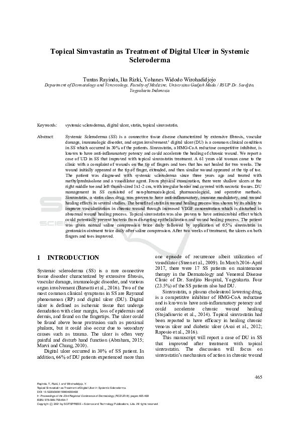 (PDF) Topical Simvastatin as Treatment of Digital Ulcer in Systemic ...