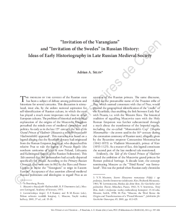 (PDF) Invitation of the Varangians” and “Invitation of the Swedes” in ...