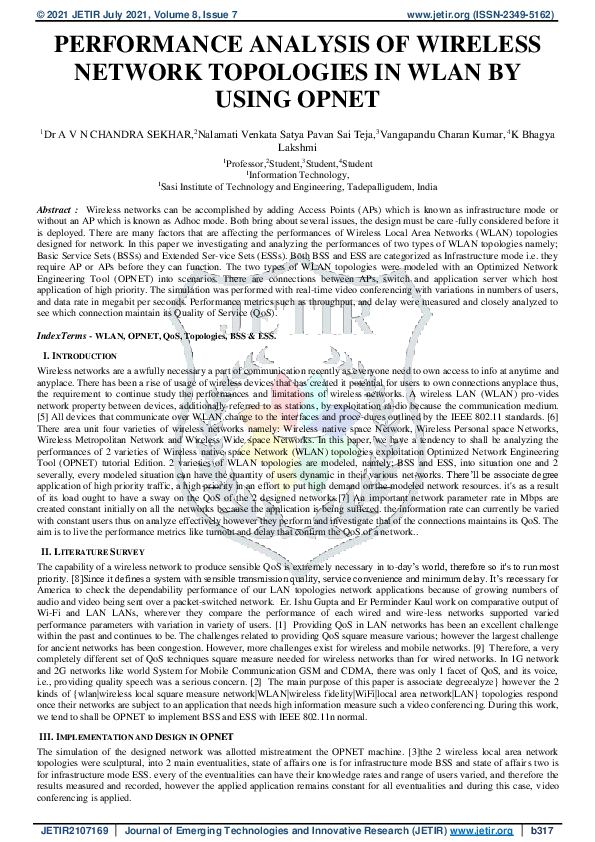 (PDF) Performance Analysis of Wireless Network Topologies in Wlan by Using Opnet