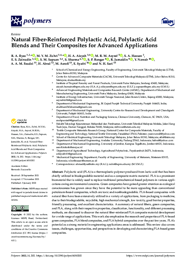 (PDF) Natural Fiber-Reinforced Polylactic Acid, Polylactic Acid Blends ...