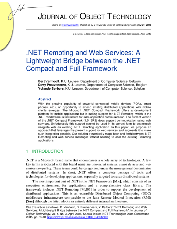 (PDF) NET Remoting and Web Services: A Lightweight Bridge between the ...
