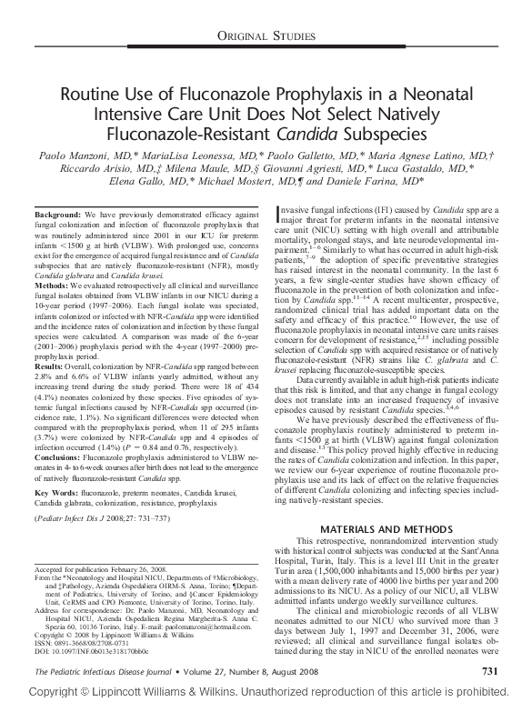 (PDF) Neonatal Candida spp. infections: an update | Daniele Farina ...
