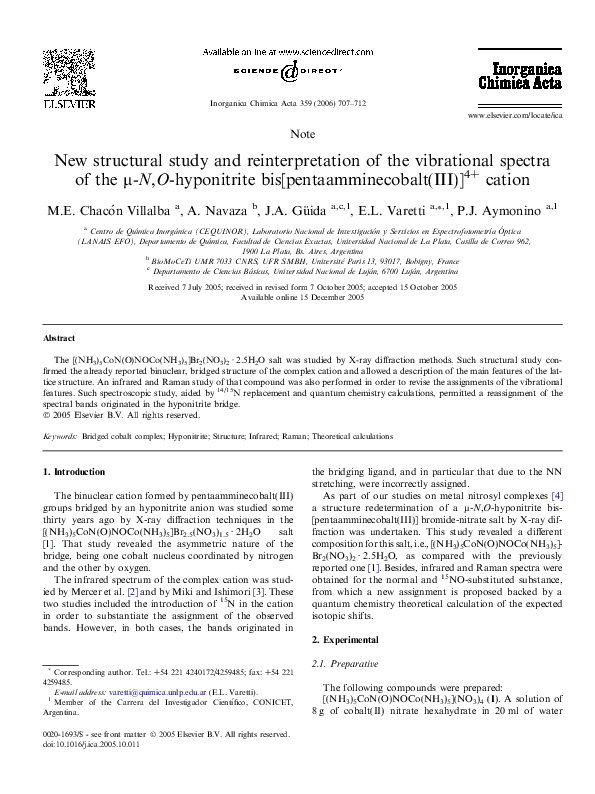 (PDF) New structural study and reinterpretation of the vibrational ...