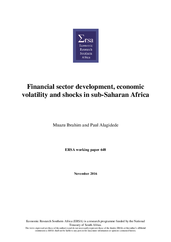 (PDF) Financial sector development, economic volatility and shocks in sub-Saharan Africa