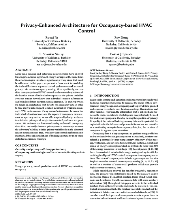 (PDF) Privacy-enhanced architecture for occupancy-based HVAC Control