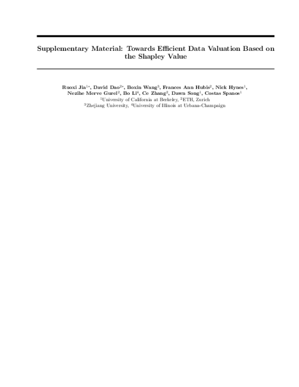(PDF) Towards Efficient Data Valuation Based on the Shapley Value ...