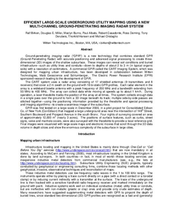 (PDF) Efficient large-scale underground utility mapping in New York City using a multichannel ...
