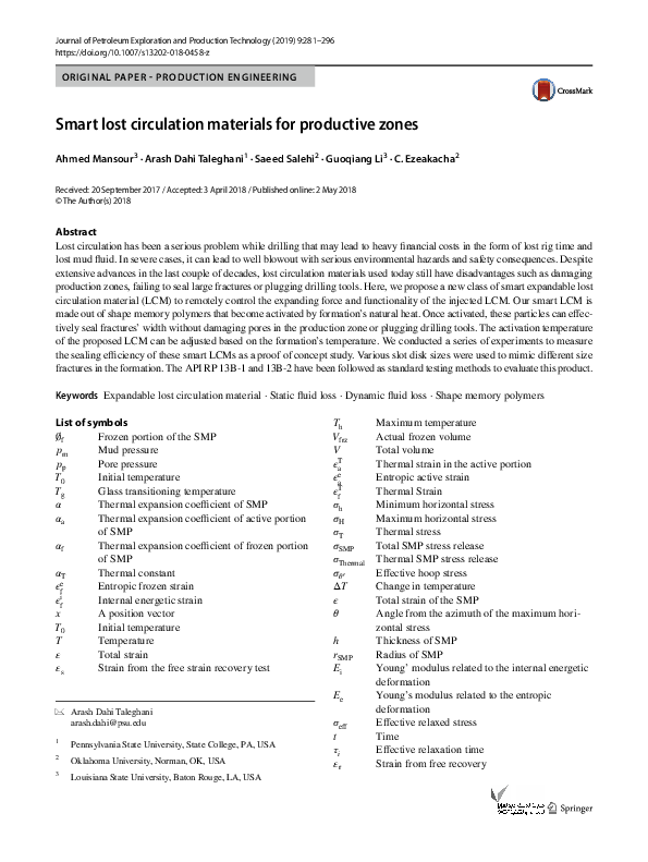 (PDF) Smart lost circulation materials for productive zones
