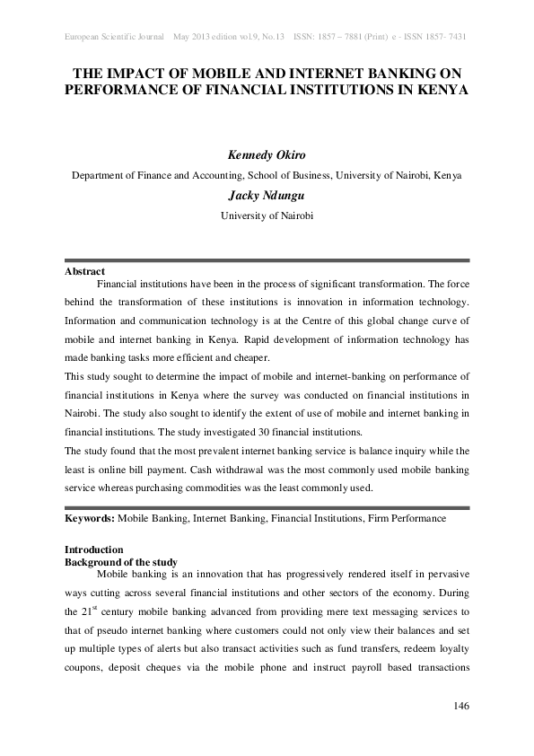 (PDF) The Impact of Mobile and Internet Banking on Performance of ...