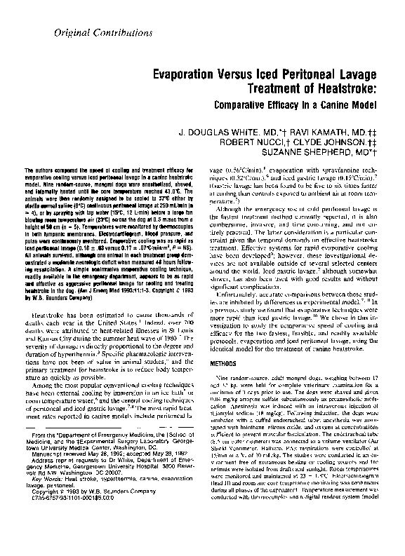 (PDF) Evaporation versus iced peritoneal lavage treatment of heatstroke ...