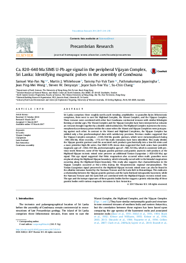 (PDF) Ca. 820–640 Ma SIMS U-Pb age signal in the peripheral Vijayan ...