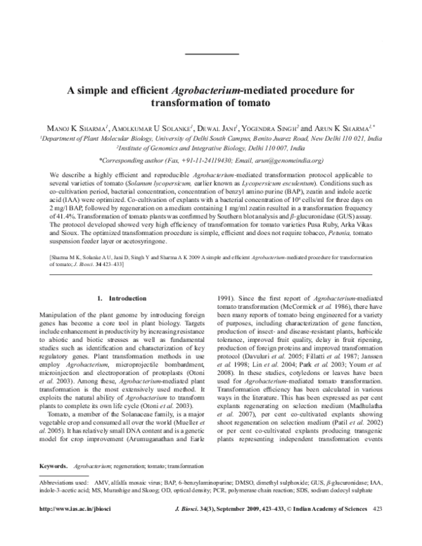 (PDF) A simple and efficient Agrobacterium-mediated procedure for ...