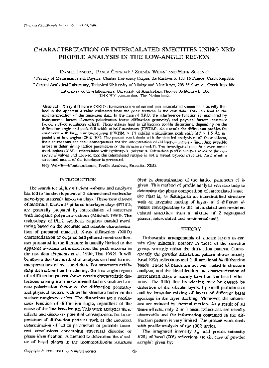 (PDF) Characterization of Intercalated Smectites Using XRD Profile ...