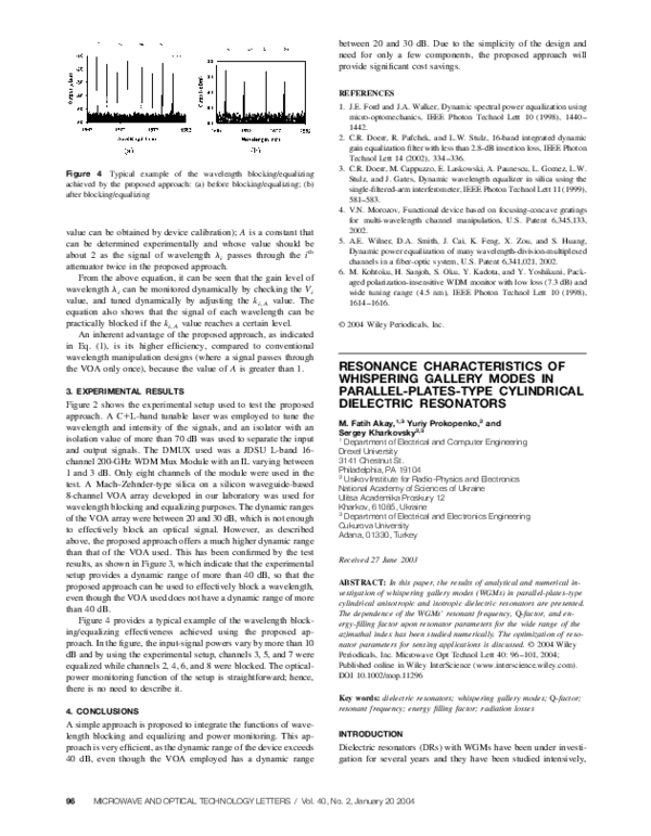 (PDF) Resonance characteristics of whispering gallery modes on a ...