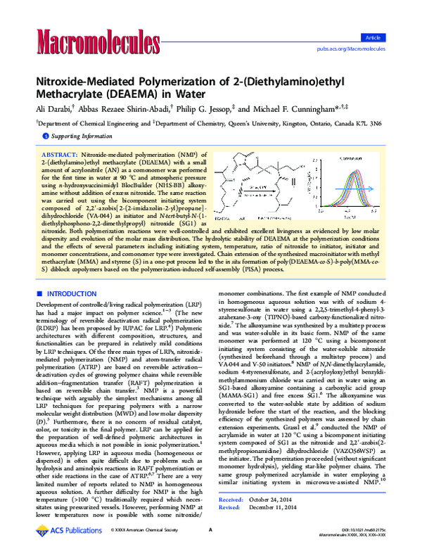 (PDF) Nitroxide-Mediated Polymerization of 2-(Diethylamino)ethyl ...