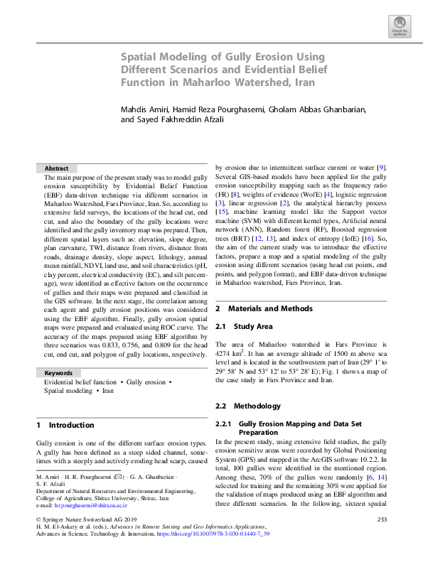 (PDF) Spatial Modeling of Gully Erosion Using Different Scenarios and Evidential Belief Function ...