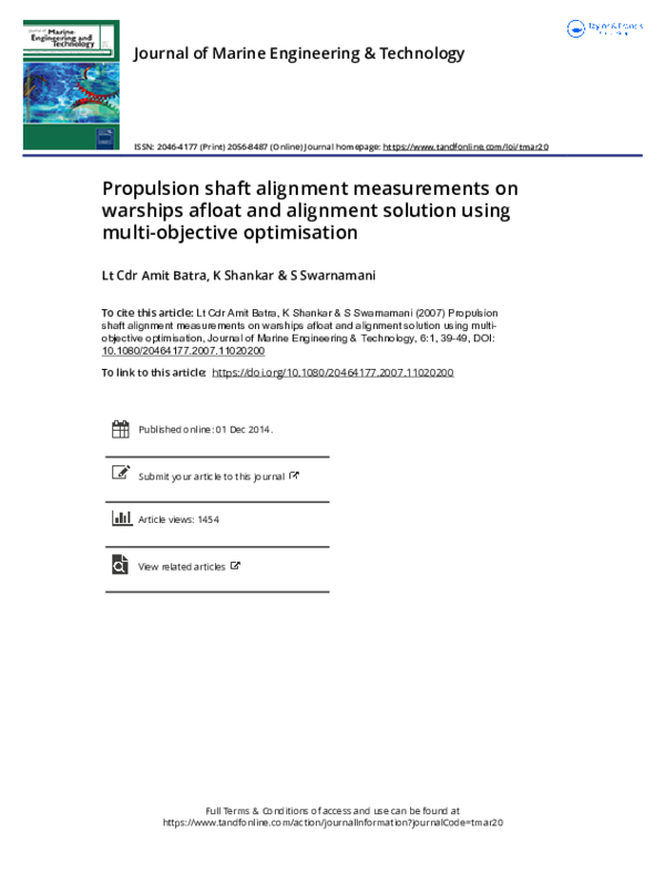 (PDF) Propulsion shaft alignment measurements on warships afloat and ...