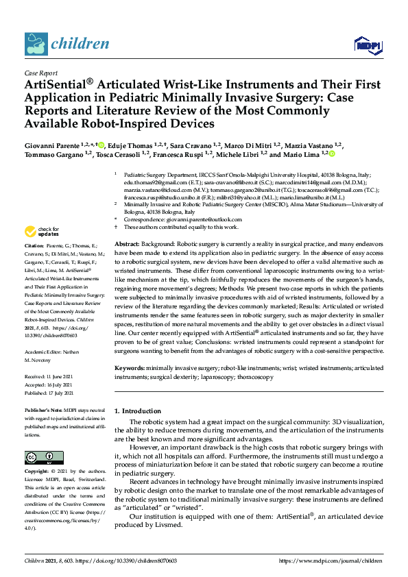 (PDF) ArtiSential® Articulated Wrist-Like Instruments and Their First ...