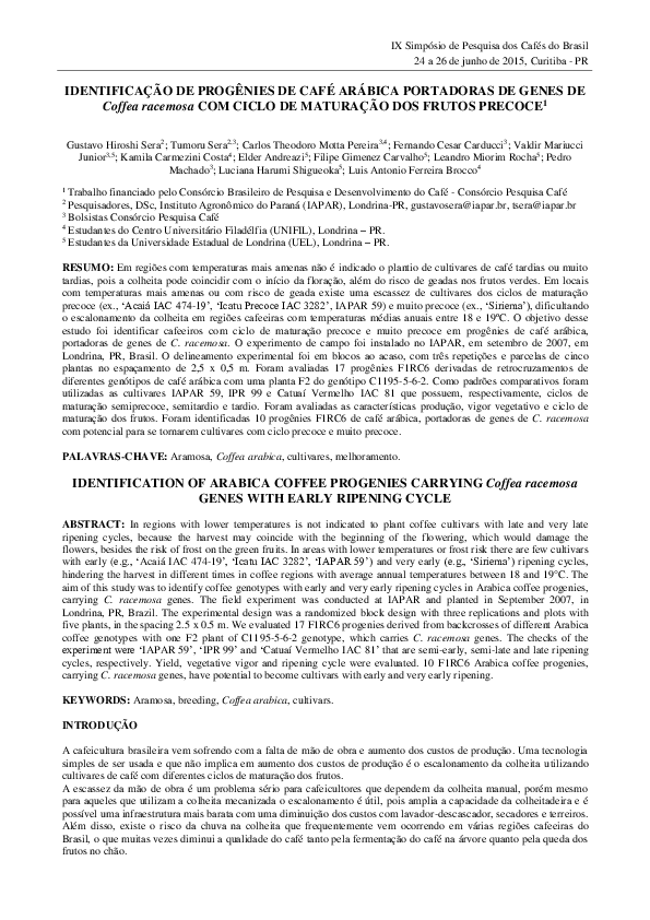 (PDF) Identificação de progênies de café arábica portadoras de genes de ...
