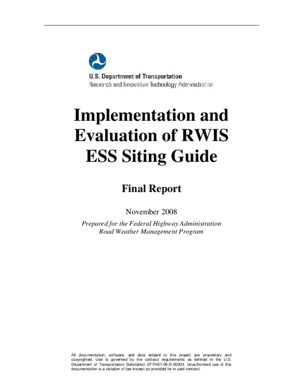 (PDF) Implementation and Evaluation of RWIS ESS Siting Guide