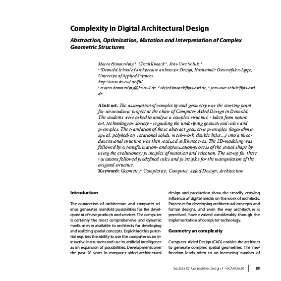 (PDF) Complexity in Digital Architectural Design Abstraction ...