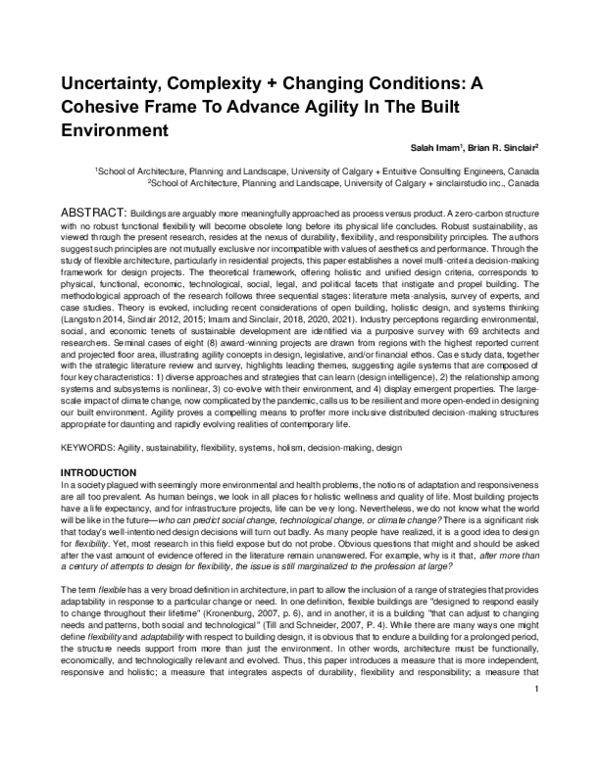 Uncertainty, Complexity + Changing Conditions: A Cohesive Frame To ...