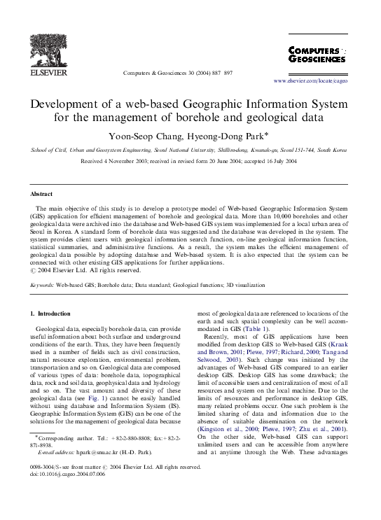 (PDF) Development of a web-based Geographic Information System for the ...