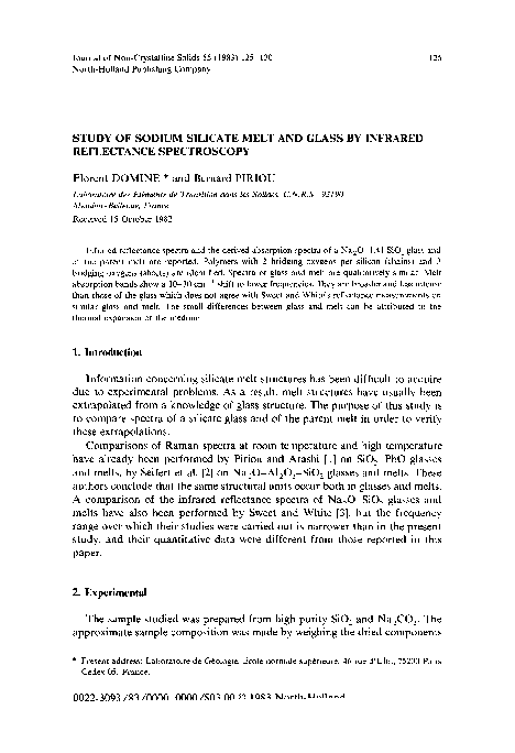 (PDF) Study of sodium silicate melt and glass by infrared reflectance ...