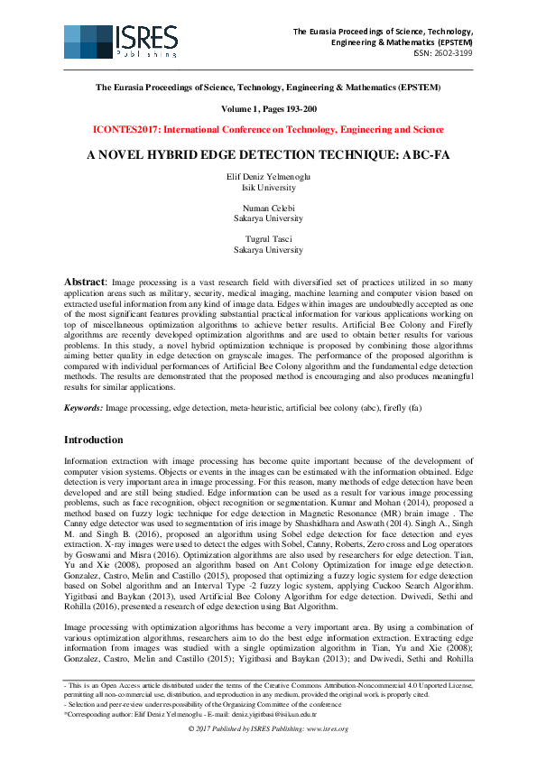 Pdf A Novel Hybrid Edge Detection Technique Abc Fa