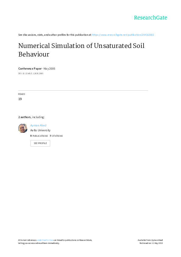 (PDF) Numerical Simulation of Unsaturated Soil