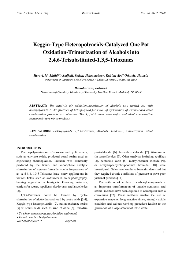 (PDF) Keggin-Type Heteropolyacids-Catalyzed One Pot Oxidation ...