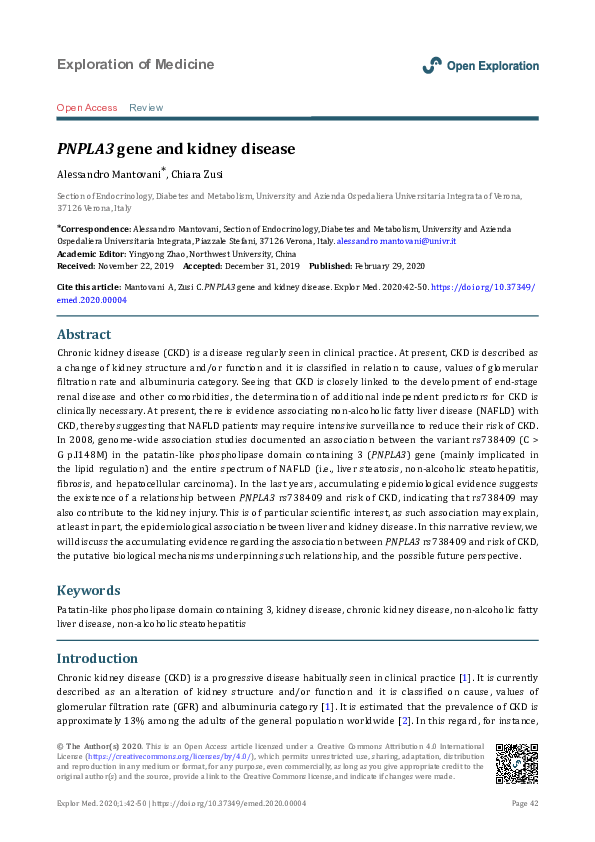 (PDF) PNPLA3 gene and kidney disease