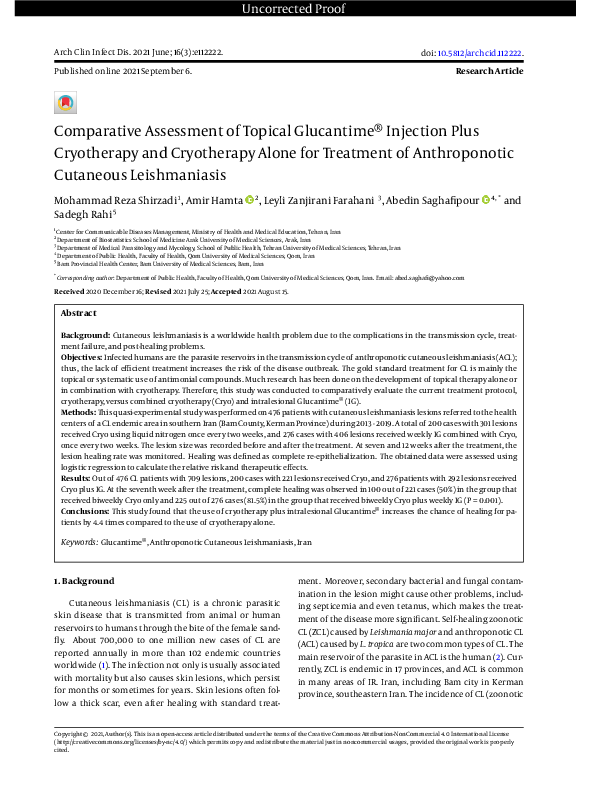 (PDF) Comparative Assessment of Topical Glucantime® Injection Plus ...