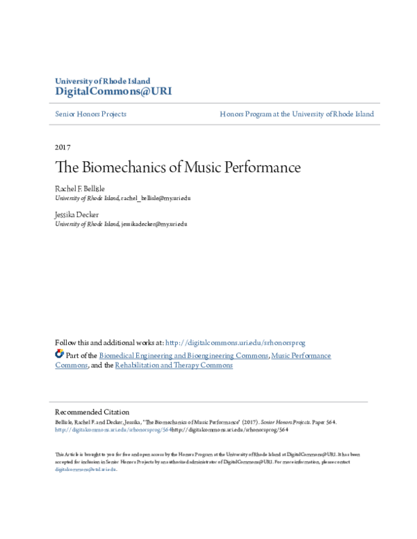 (PDF) The Biomechanics of Music Performance