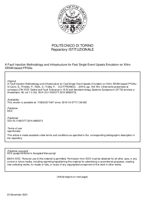 Pdf A Fault Injection Methodology And Infrastructure For Fast Single Event Upsets Emulation On