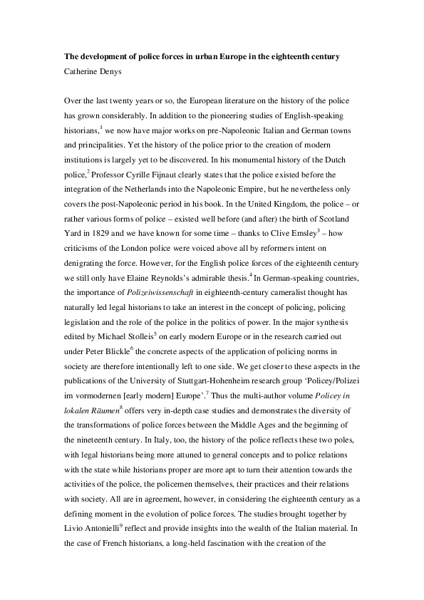(PDF) The Development of Police Forces in Urban Europe in the ...