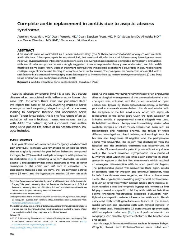 (PDF) Complete aortic replacement in aortitis due to aseptic abscess ...