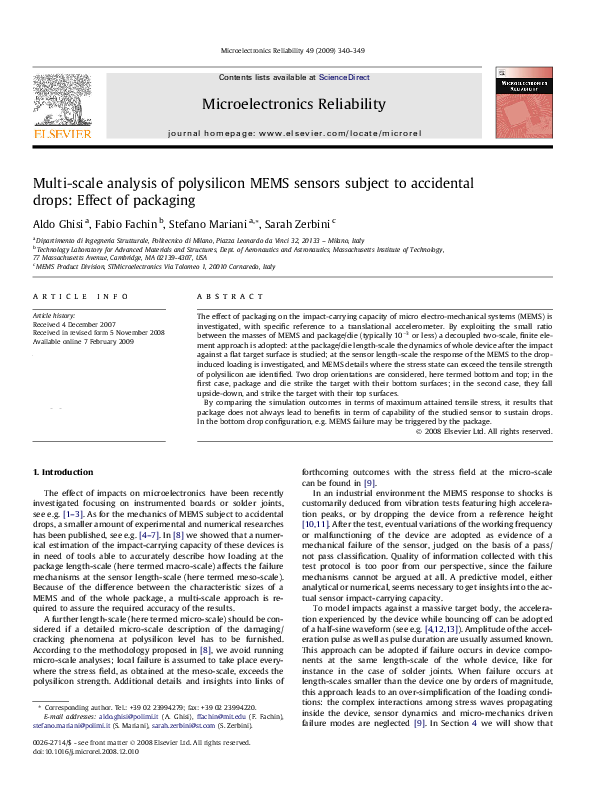 (PDF) Multi-scale analysis of polysilicon MEMS sensors subject to accidental drops: Effect of ...